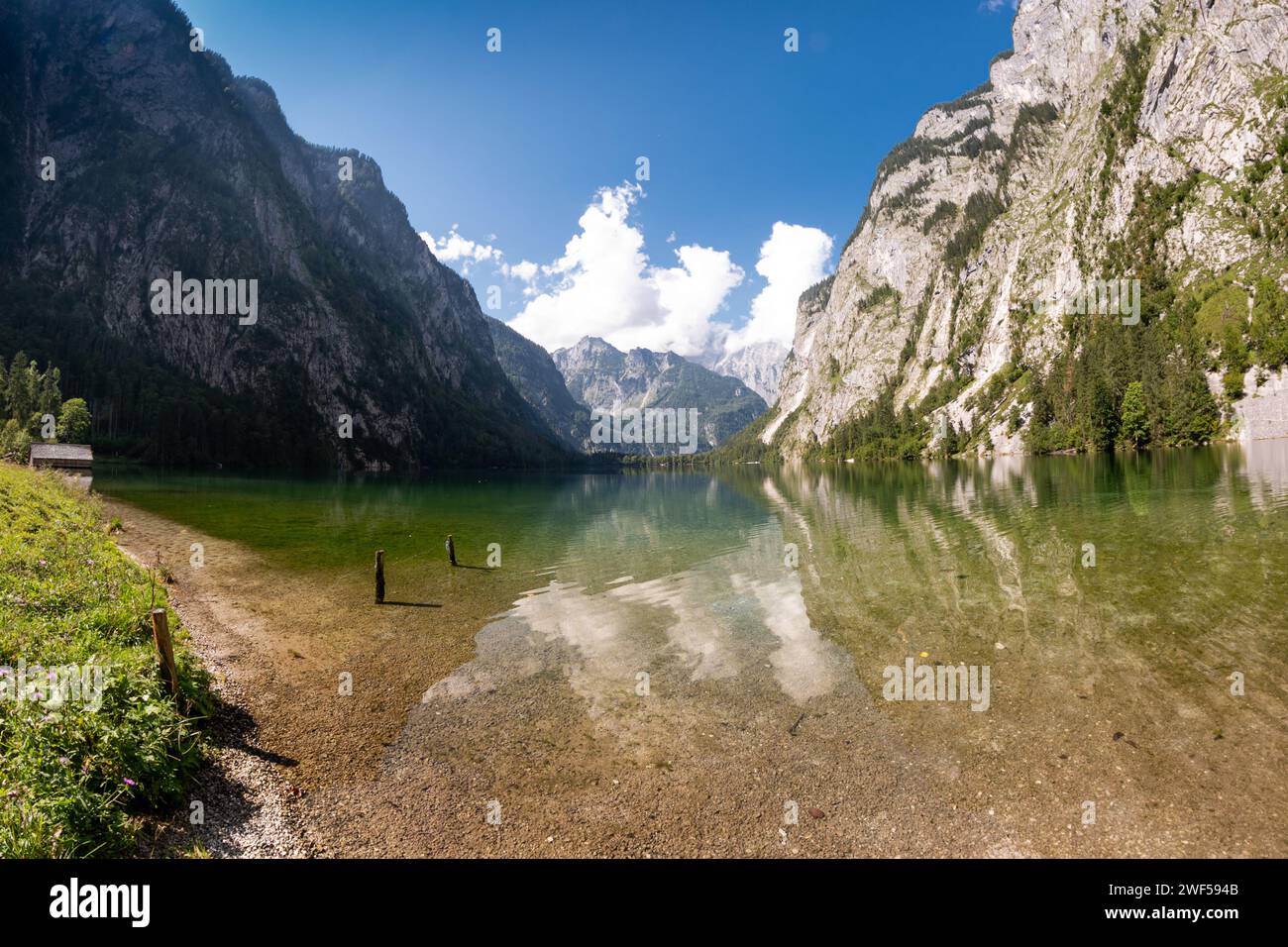 View of the Obersee from Rothenbach Waterfall side, Köningssee ...