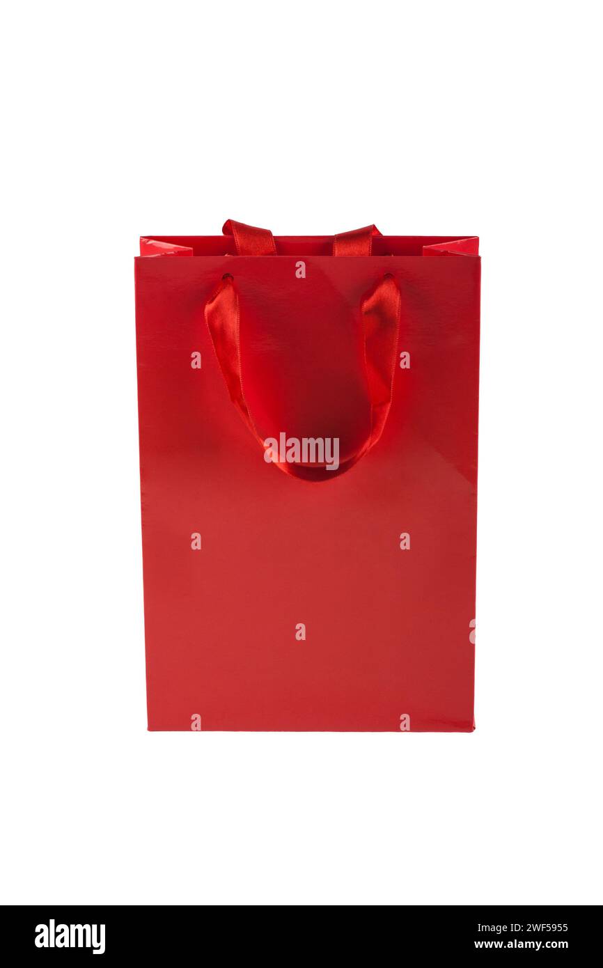 Blank red paper gift bag isolated on white background Stock Photo - Alamy