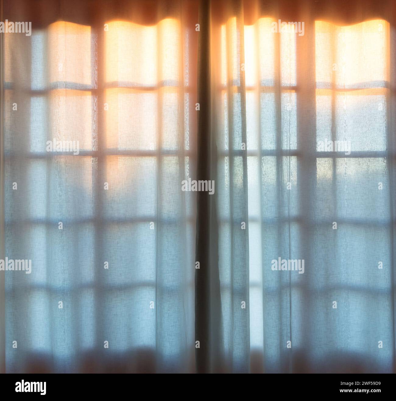 White curtains covering window with sheets Stock Photo - Alamy