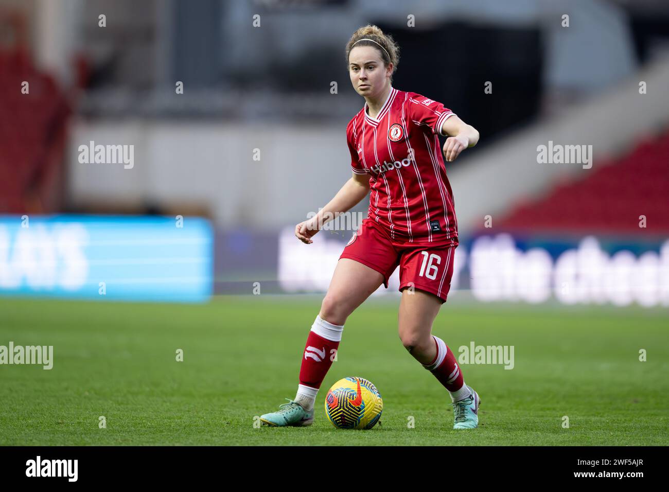 Bristol, UK. 28th January 2024. Emily Syme of Bristol City Women during ...