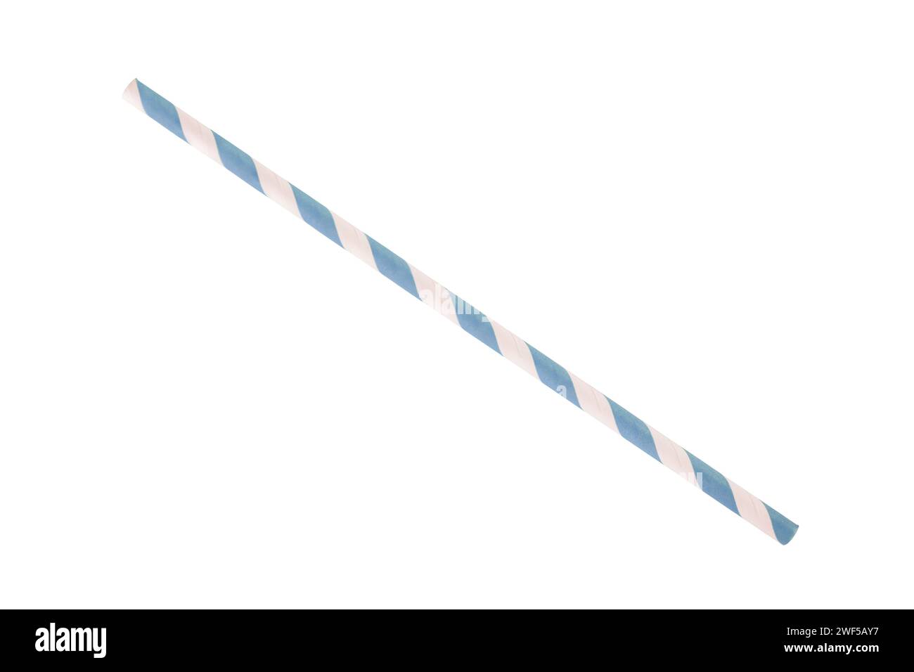 Blue striped paper straw isolated on white background Stock Photo - Alamy