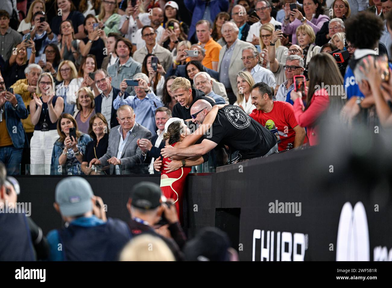 Paris, France. 27th Jan, 2024. Aryna Sabalenka with her coach Jason ...