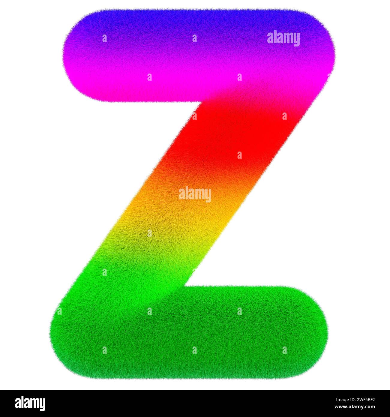 Letter Z. Colored, fluffy, hairy font. 3D rendering isolated on white ...