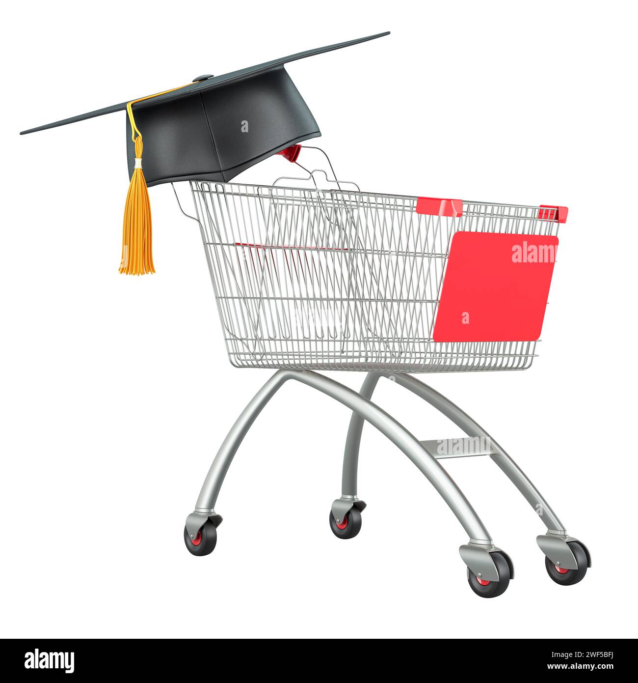 Shopping cart with education hat. Sales training and consumer training ...