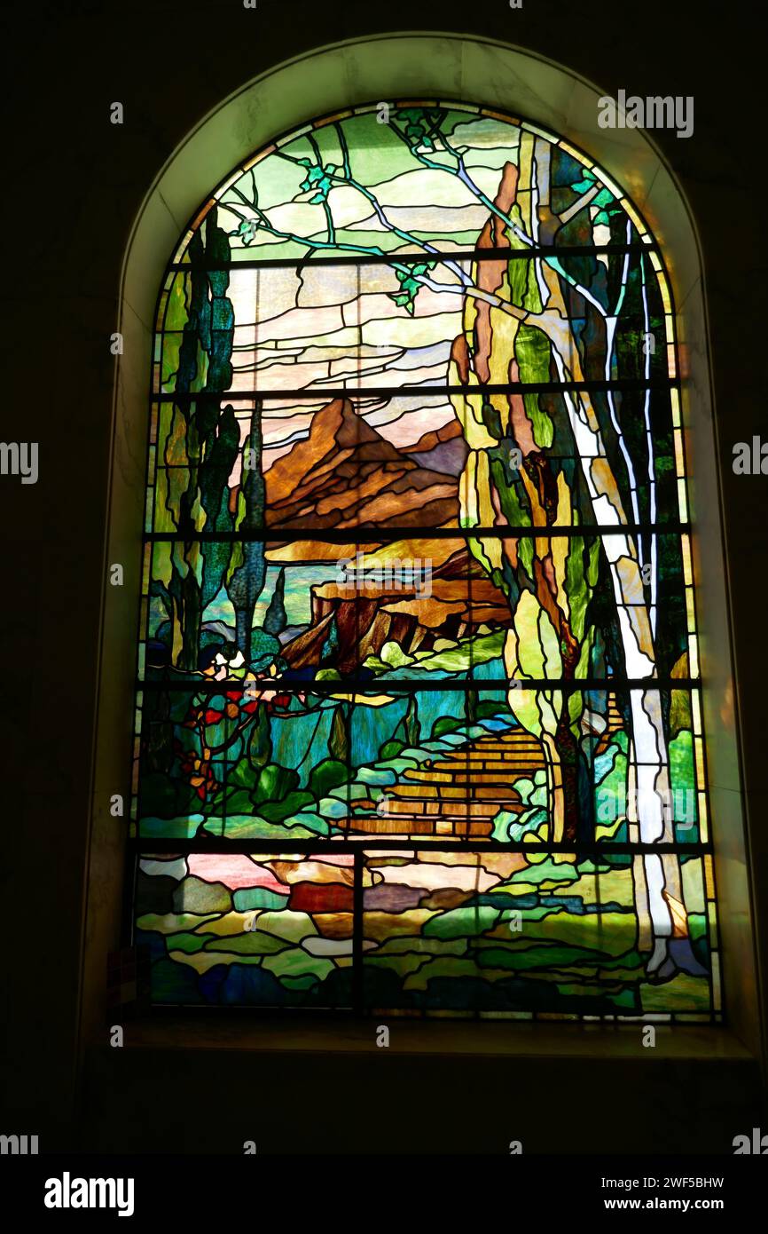 Los Angeles, California USA 27th January 2024 Stained Glass Window in ...