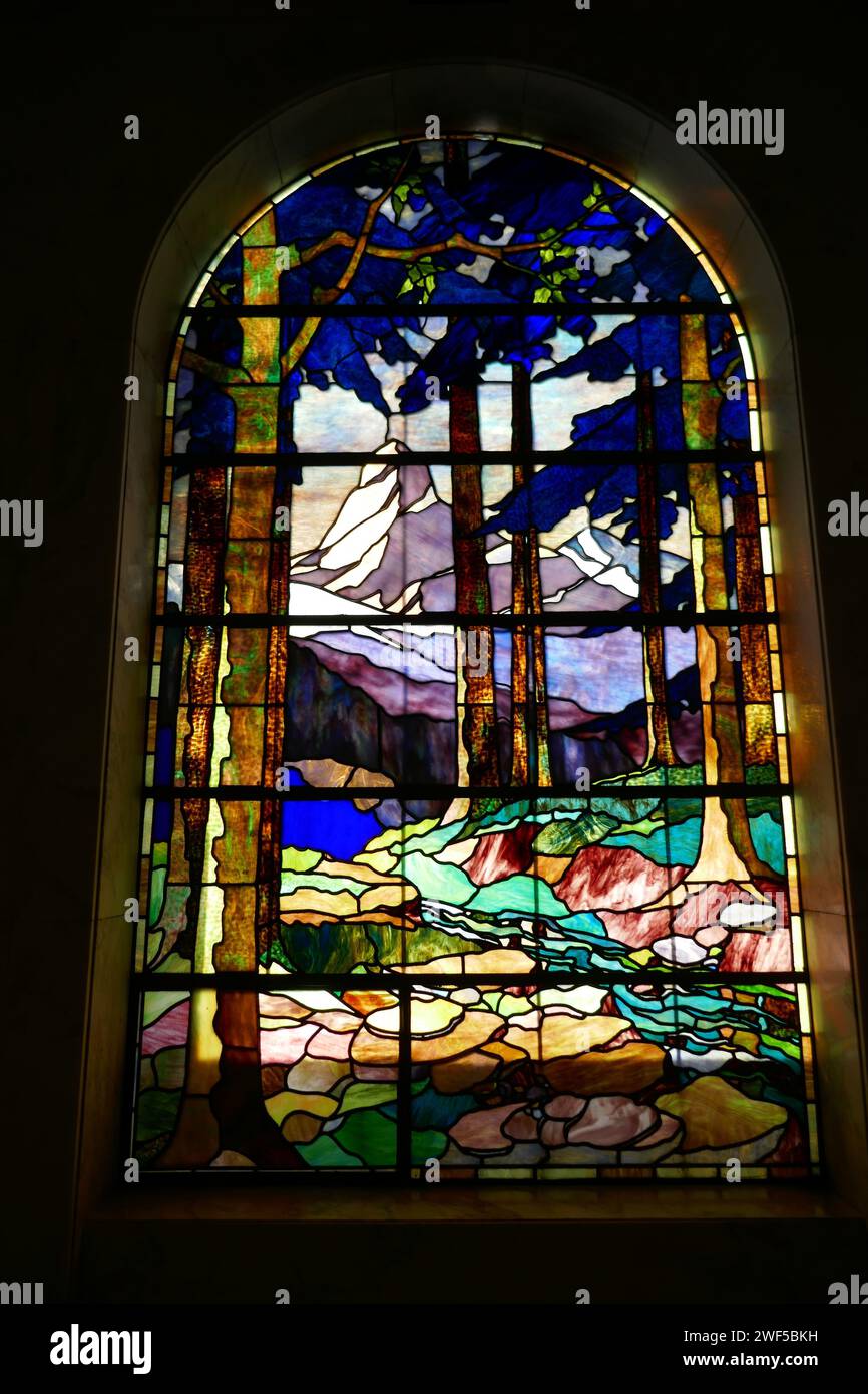 Los Angeles, California USA 27th January 2024 Stained Glass Window in ...