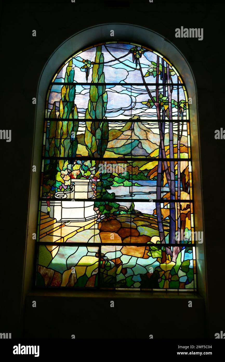 Los Angeles, California USA 27th January 2024 Stained Glass Window in ...