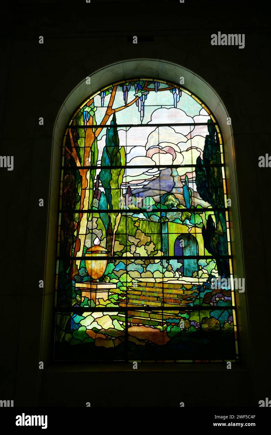 Los Angeles, California USA 27th January 2024 Stained Glass Window in ...