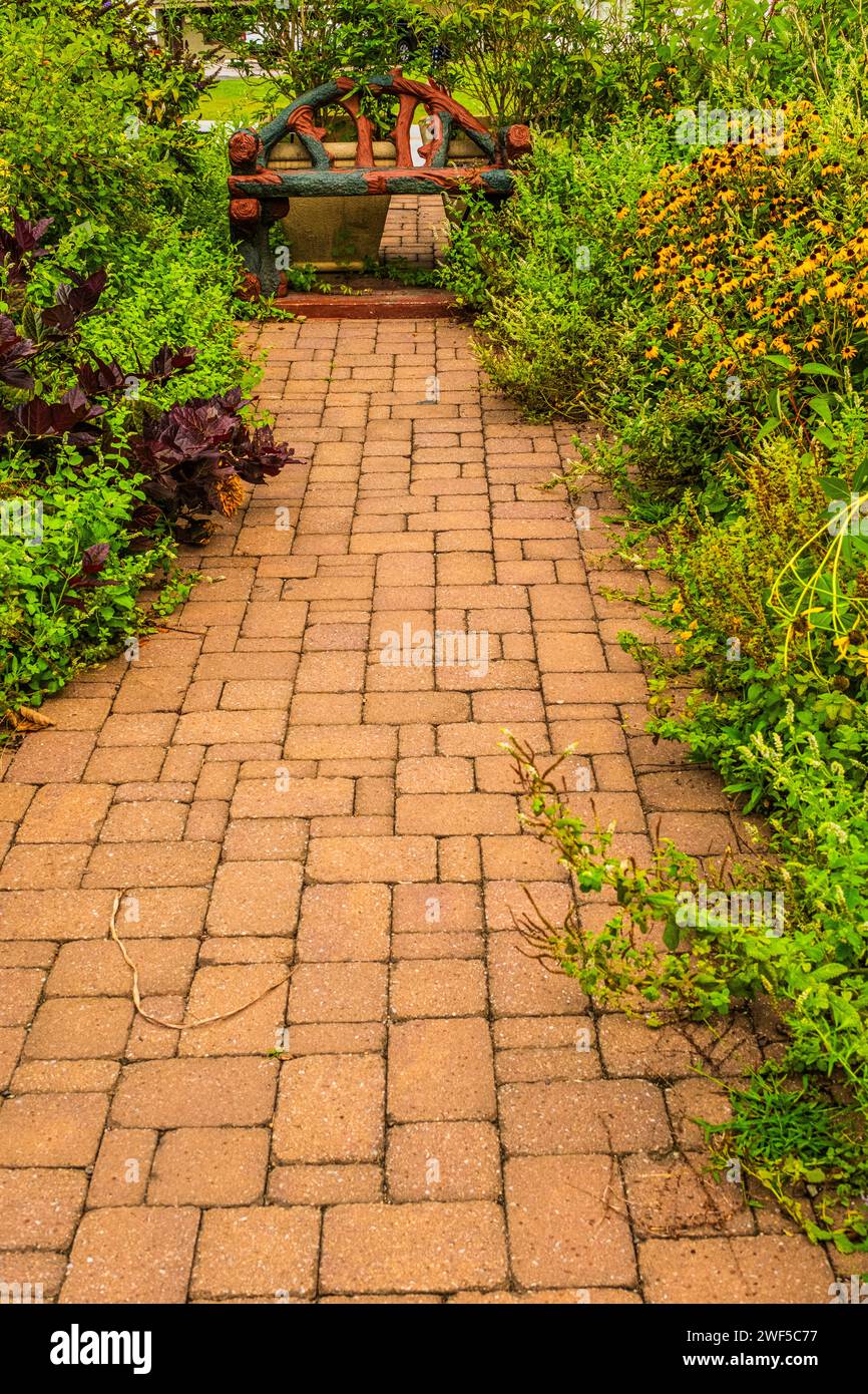 Brick walking path at Flowering Bridge Garden, Lake Lure North Carolina ...