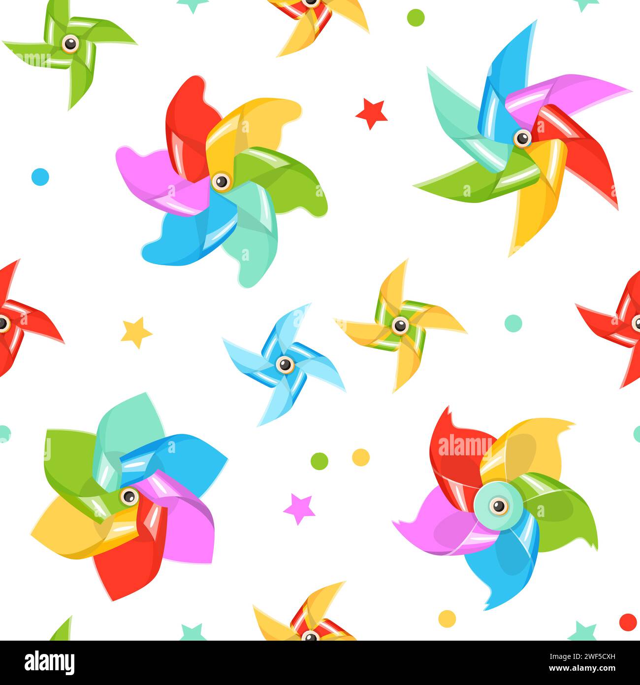 Pinwheel seamless pattern. Colorful paper windmills, repeated kids toys ...