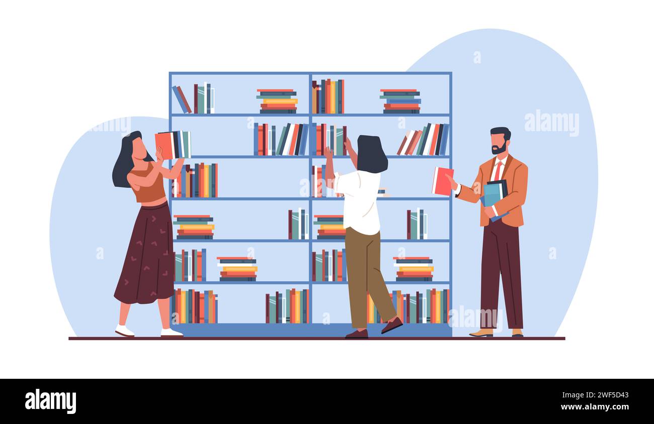 Woman near bookshelf Cut Out Stock Images & Pictures - Alamy