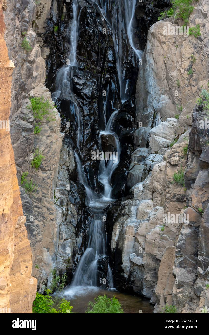 Water Streams Down Upper Frijoles Falls In Bandelier National Monument ...