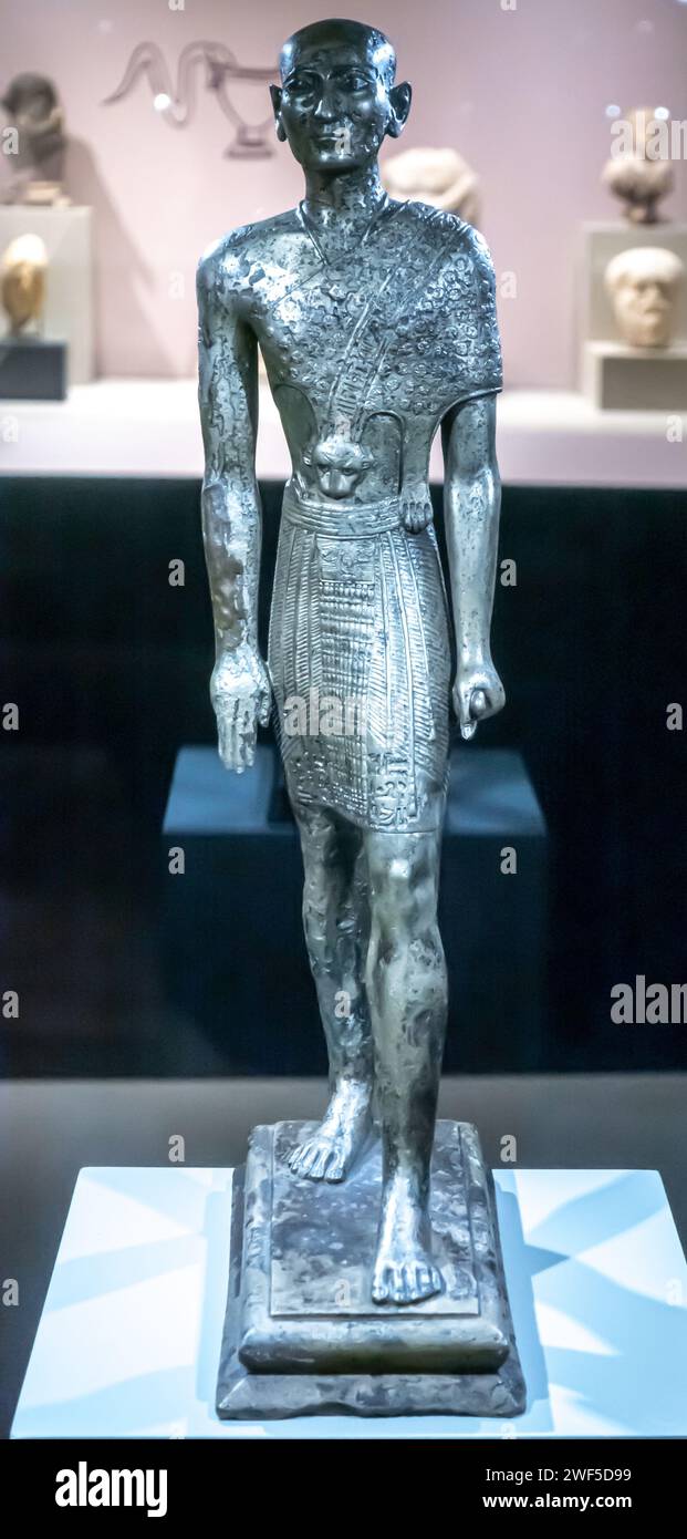 Statue of Egyptian Priest in Ephesus Museum, bronze 6th century B.C ...