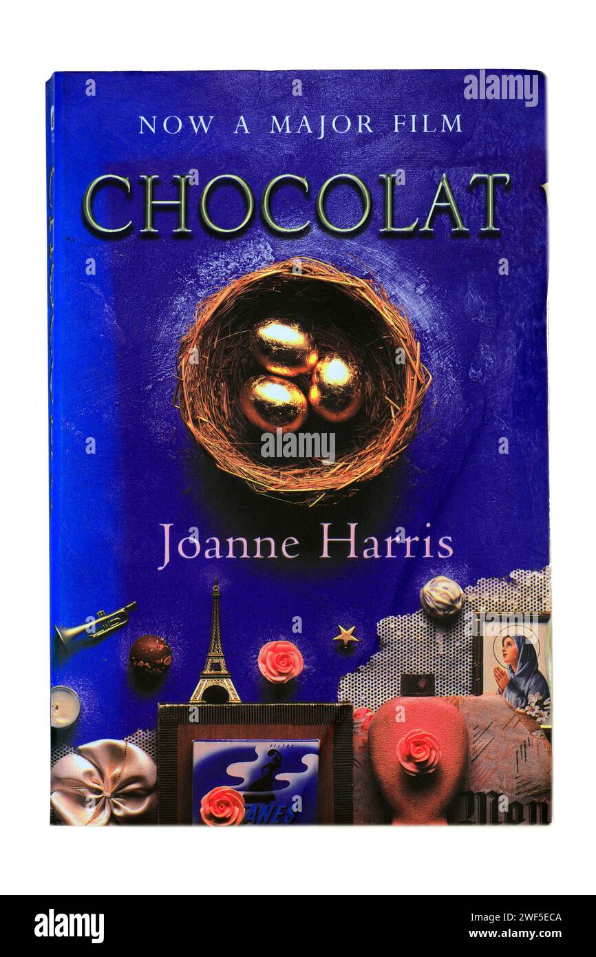 Chocolat by Joanne Harris. Book cover on light / white background Stock ...