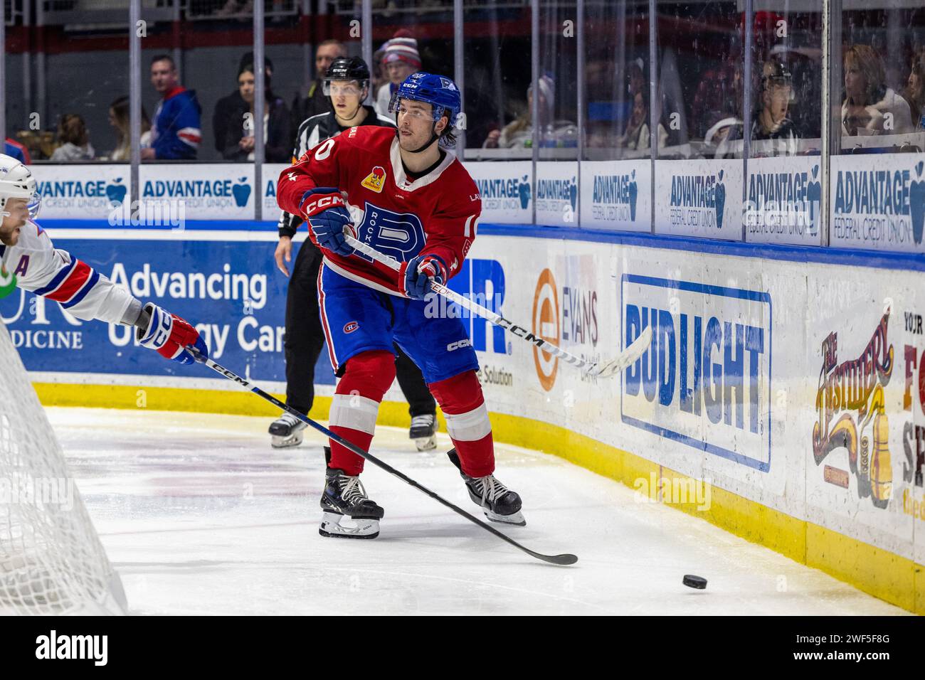 January 27th, 2024: Laval Rocket forward Joshua Roy (10) skates in the ...
