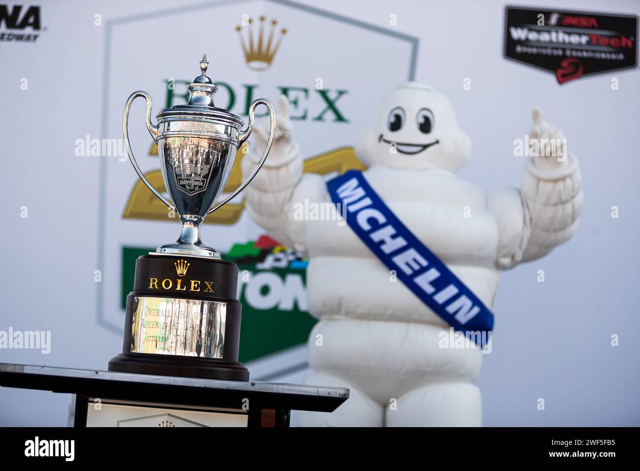 Daytona Beach, USA. 28th Jan, 2024. Overall champion trophy detail ...