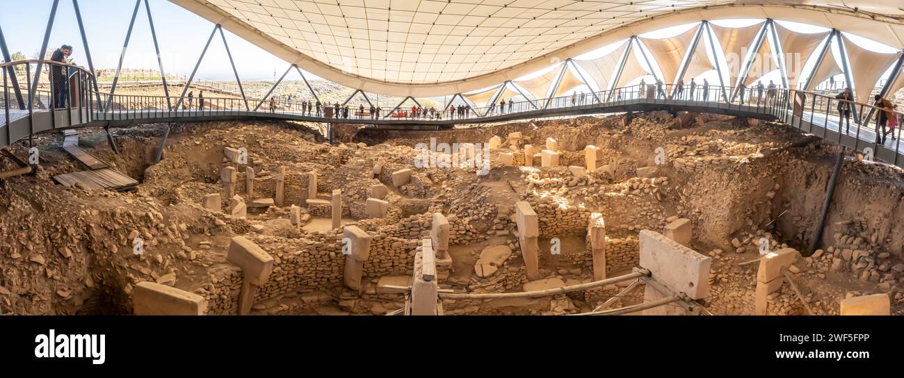 Panoramic view of Göbekli Tepe, a Neolithic archaeological site in the ...