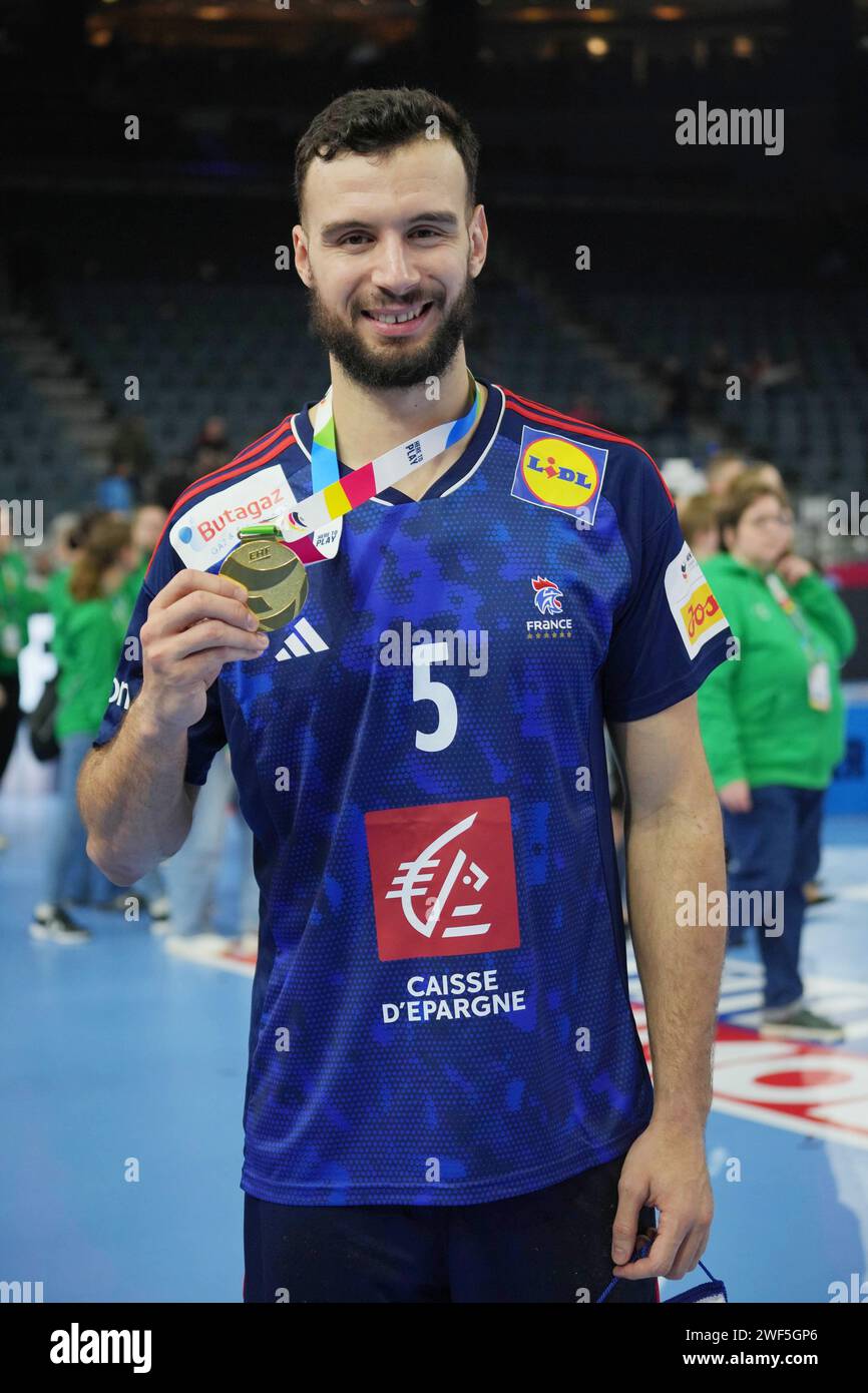 Nedim Remili of France celebrates after winning the Men's EHF Euro 2024 ...