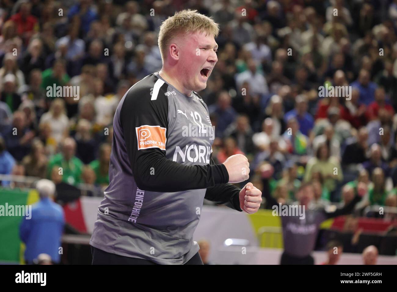 Emil Nielsen of Denmark during the Men's EHF Euro 2024, Final handball ...