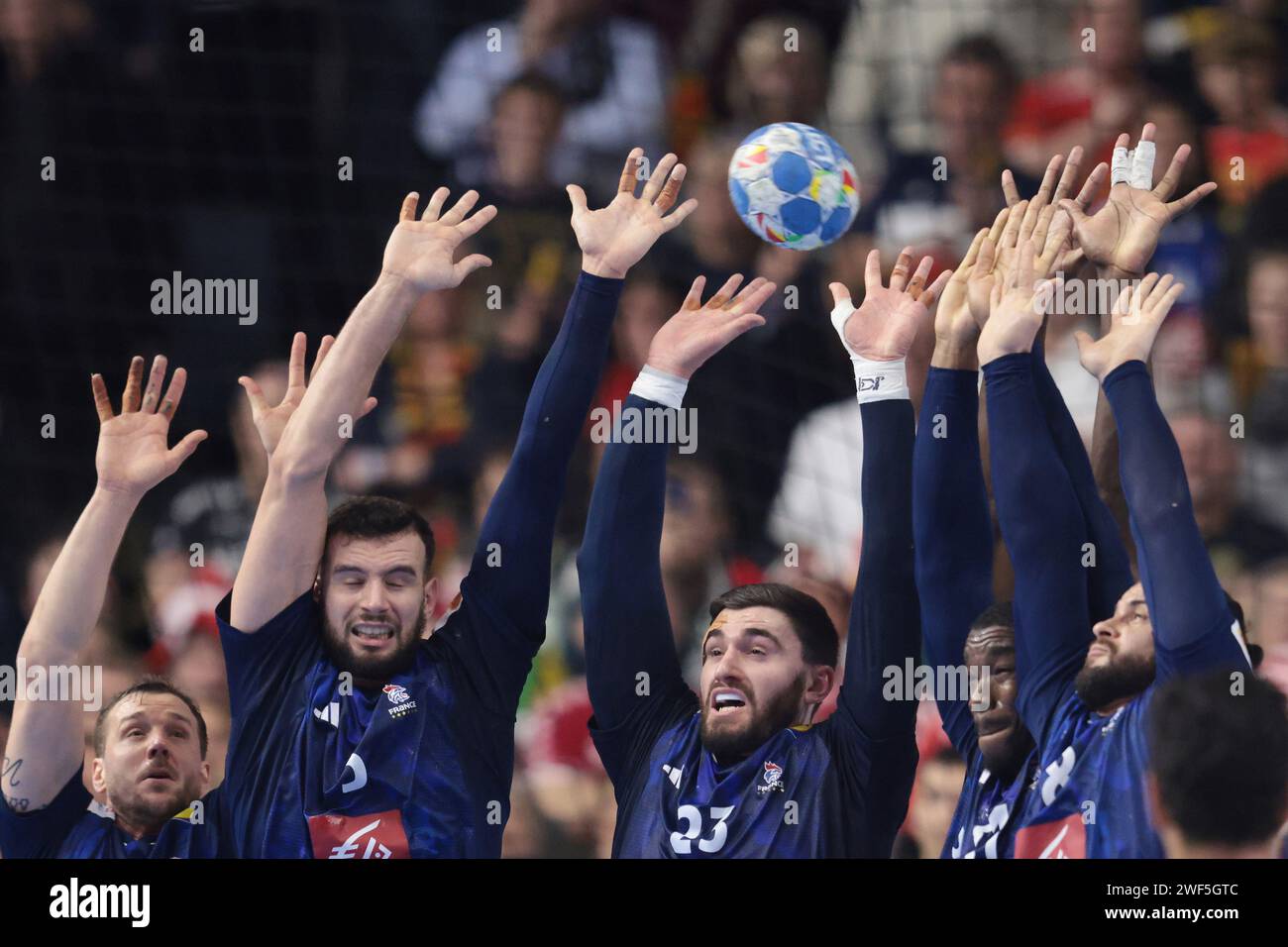 Wall of France during the Men's EHF Euro 2024, Final handball match ...