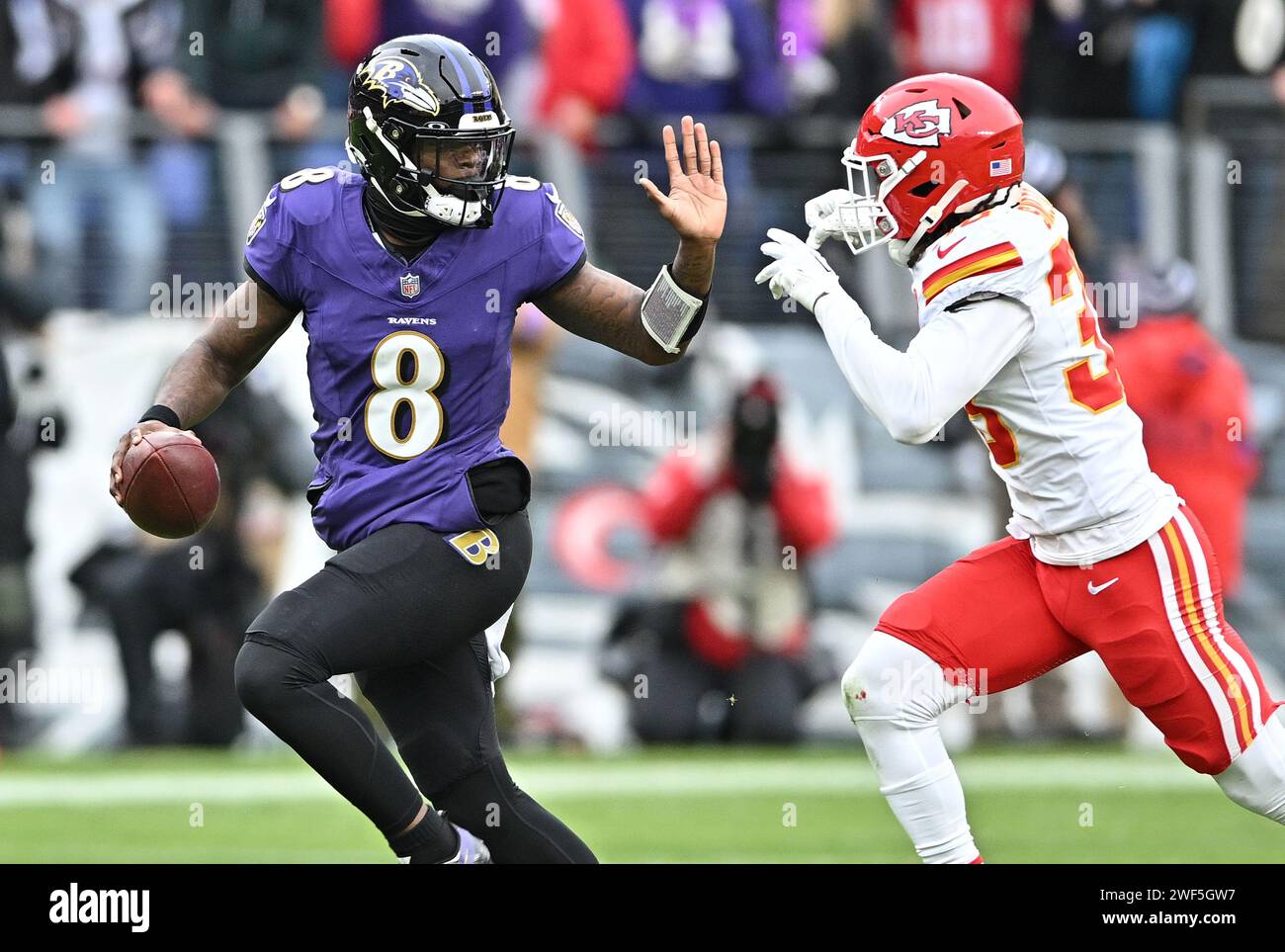Baltimore, United States. 28th Jan, 2024. Baltimore Ravens quarterback ...