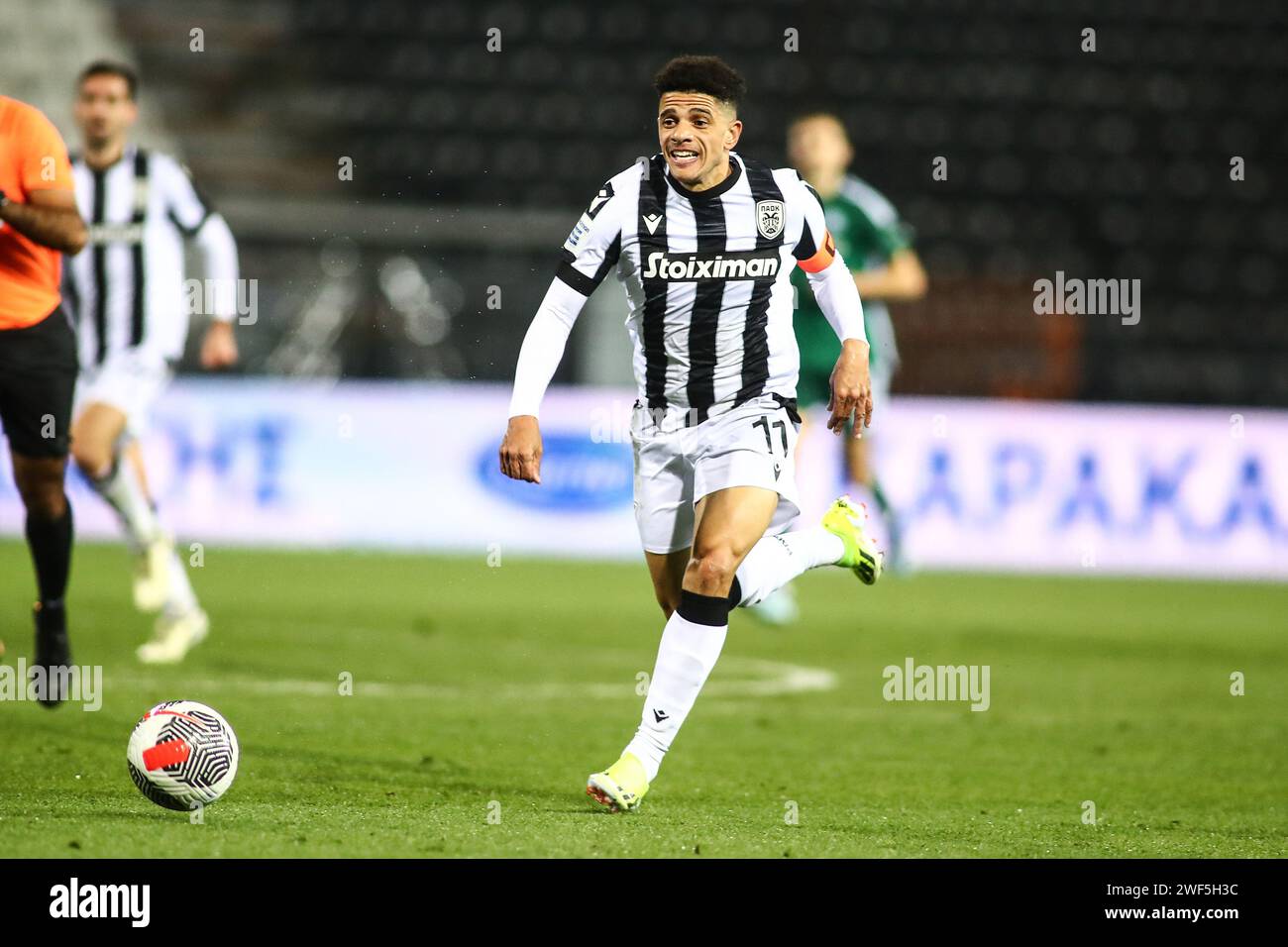 Thessaloniki, Greece. 28th Jan, 2024. PAOK's Taison in action during a ...