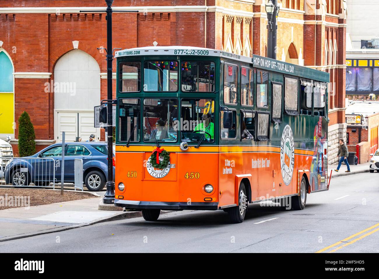 Nashville, TN, USA - 12-24-2023: Famous Old Town Trolley bus tours ...