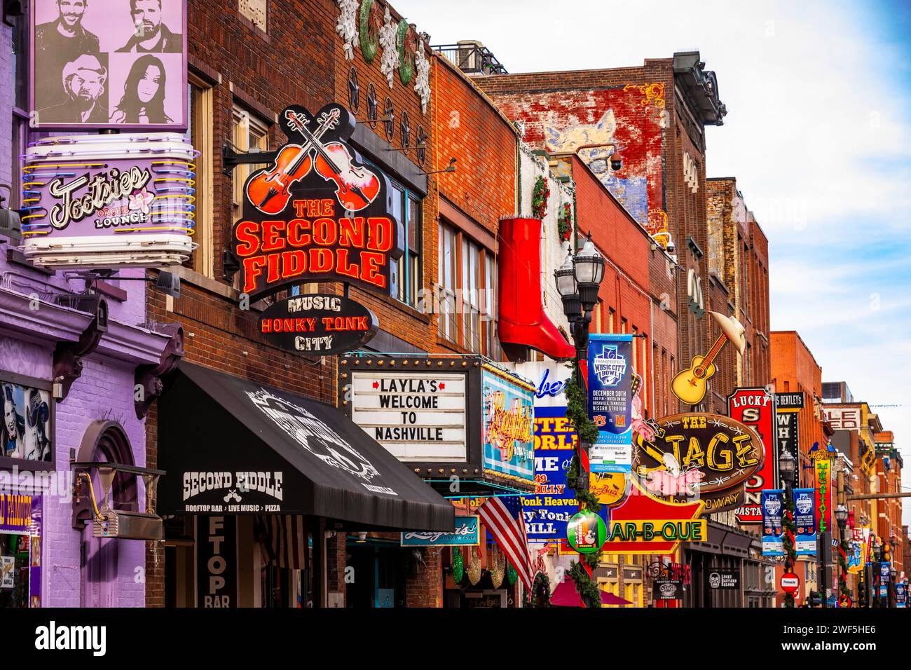 Nashville, TN, USA - 12-24-2023: Famous Neon signs of blues clubs on ...