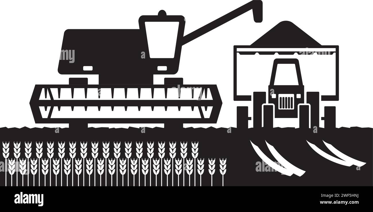 Combine harvester wheat agricultural field Stock Vector Images - Alamy
