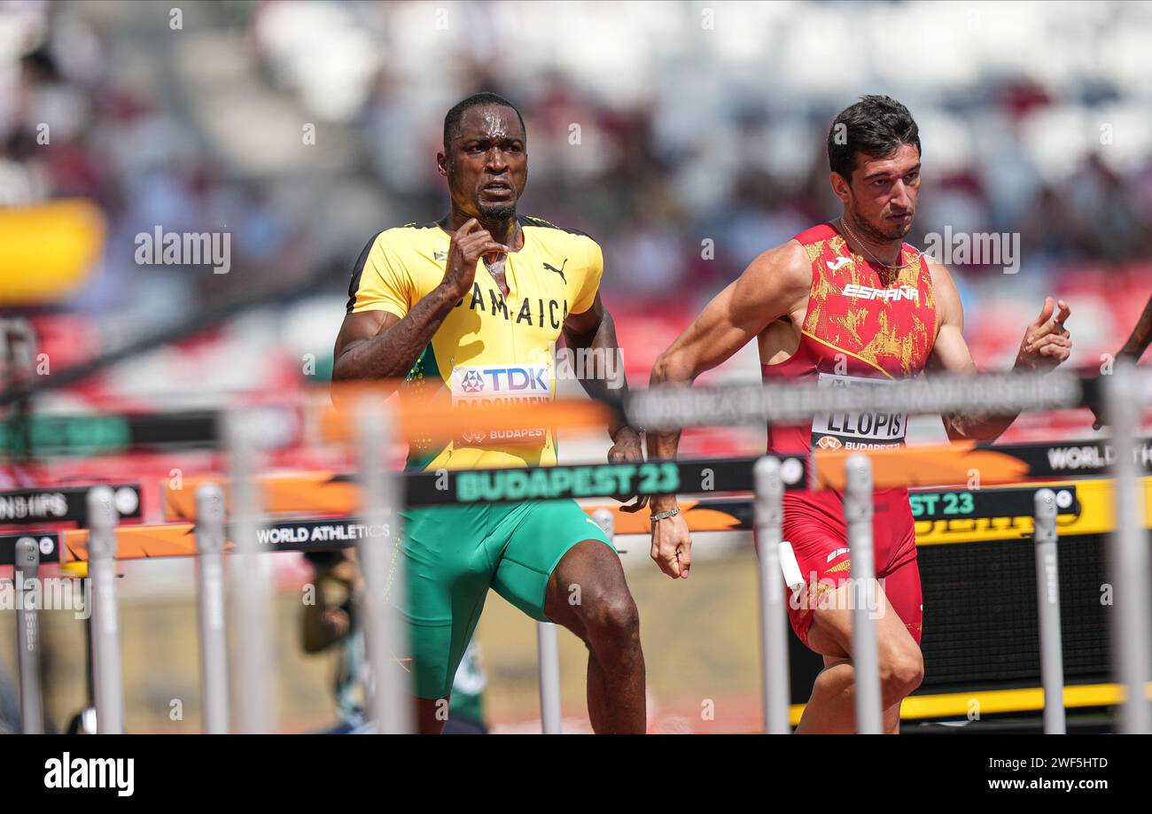 Hansle PARCHMENT participating in the 110 meters hurdles at the World ...