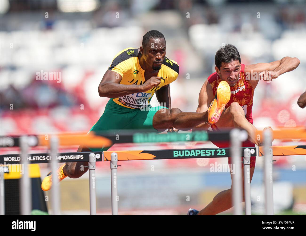 Hansle PARCHMENT participating in the 110 meters hurdles at the World ...