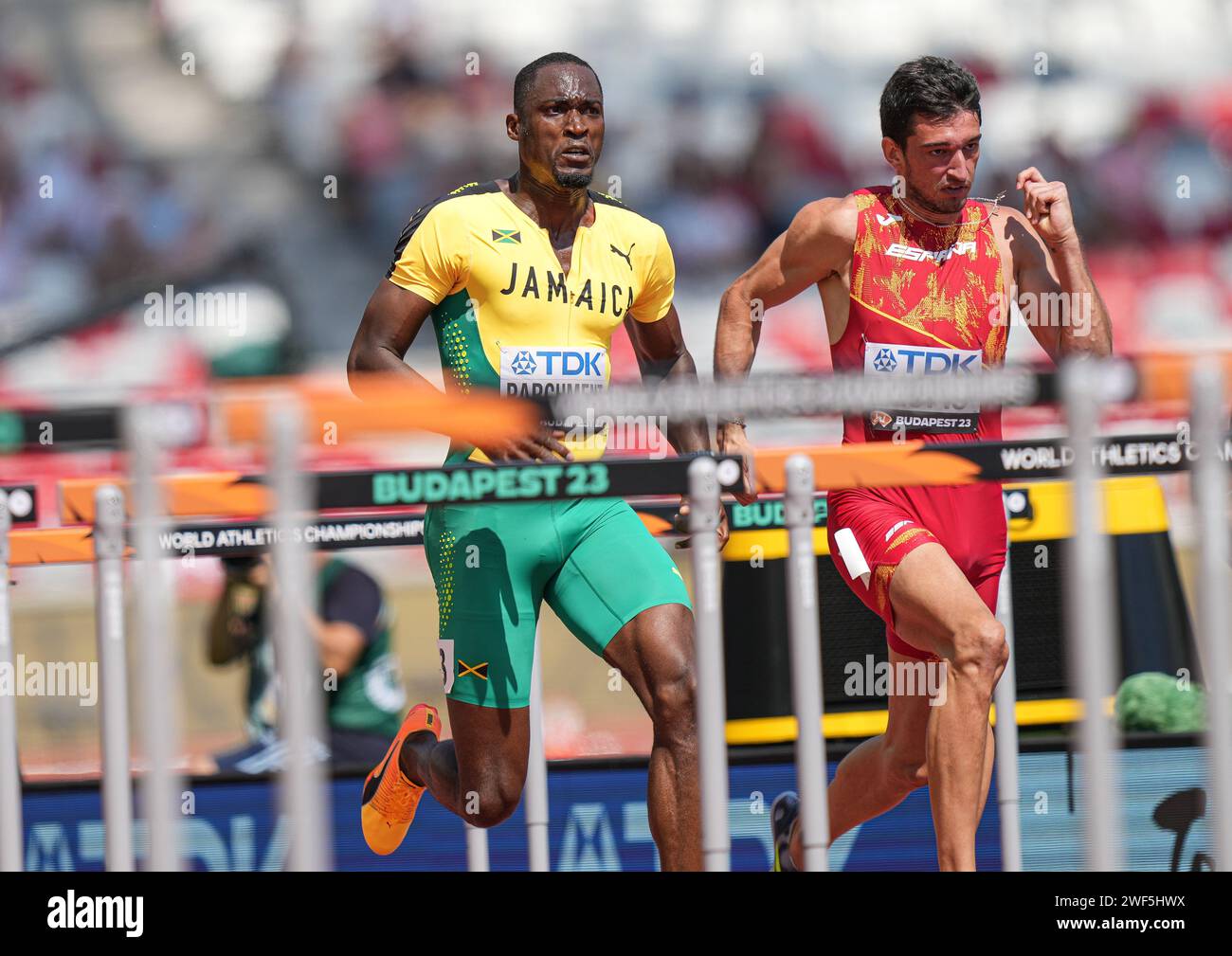Hansle PARCHMENT participating in the 110 meters hurdles at the World ...