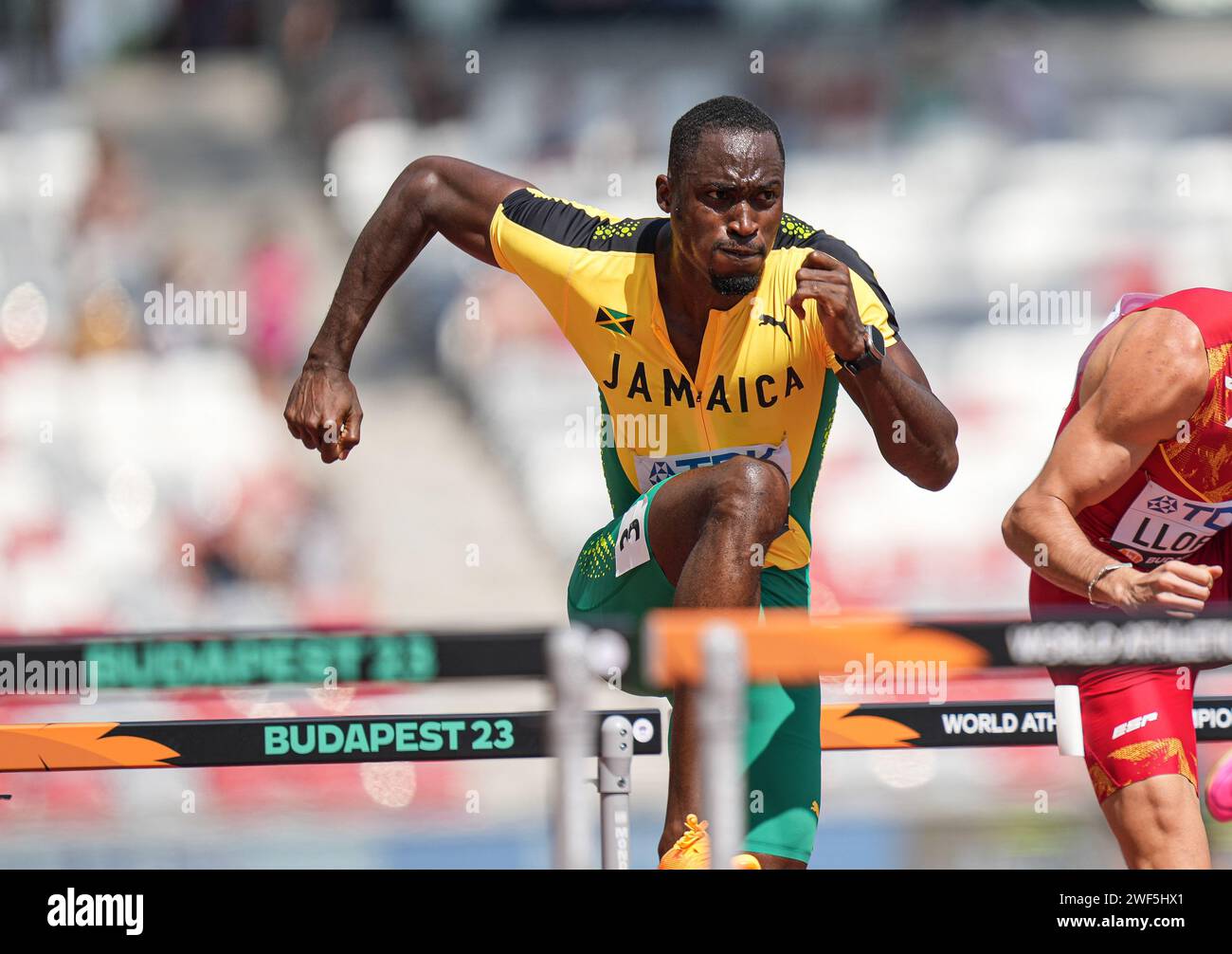 Hansle PARCHMENT participating in the 110 meters hurdles at the World ...