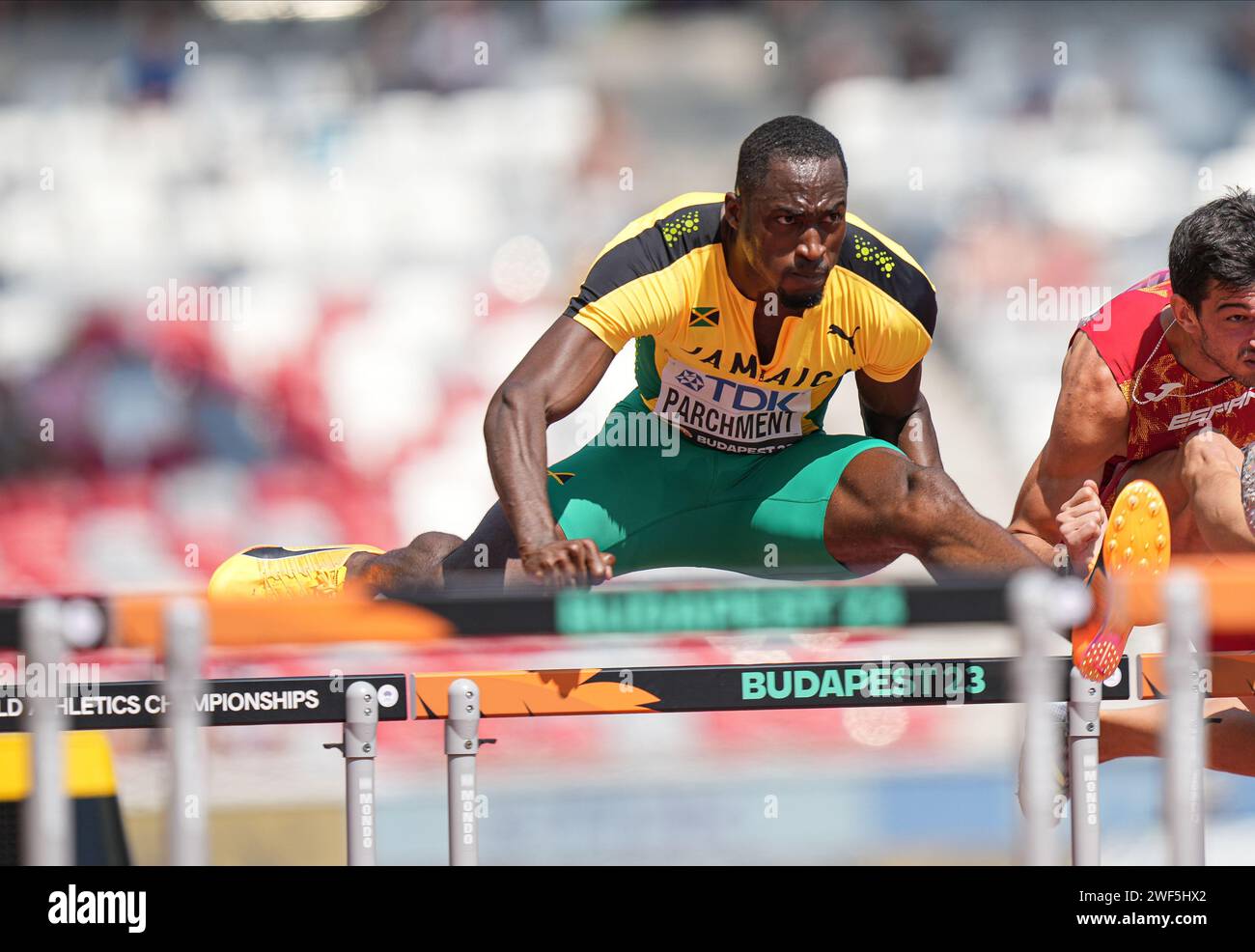 Hansle PARCHMENT participating in the 110 meters hurdles at the World ...