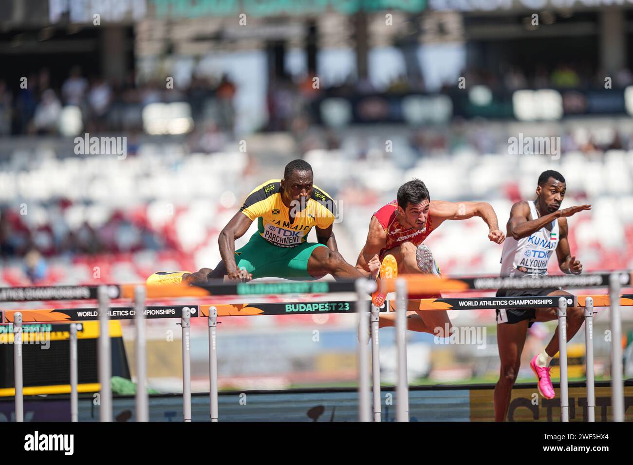 Hansle PARCHMENT participating in the 110 meters hurdles at the World ...