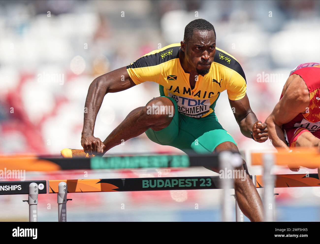 Hansle PARCHMENT participating in the 110 meters hurdles at the World ...