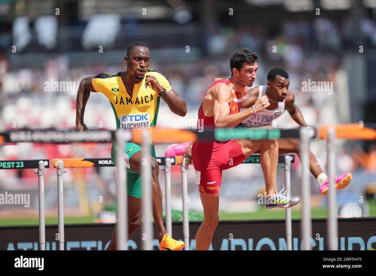 Hansle PARCHMENT participating in the 110 meters hurdles at the World ...