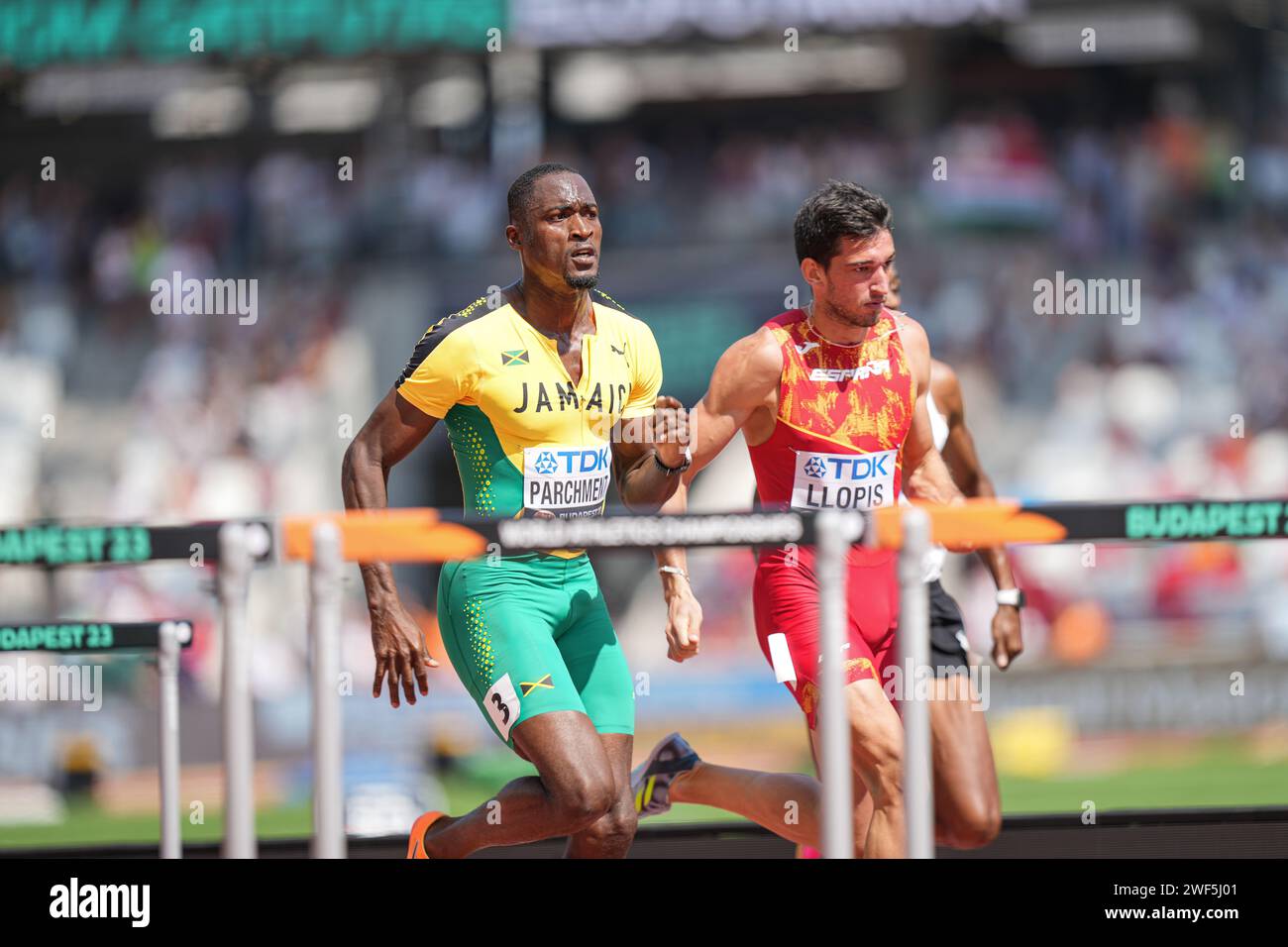 Hansle PARCHMENT participating in the 110 meters hurdles at the World ...
