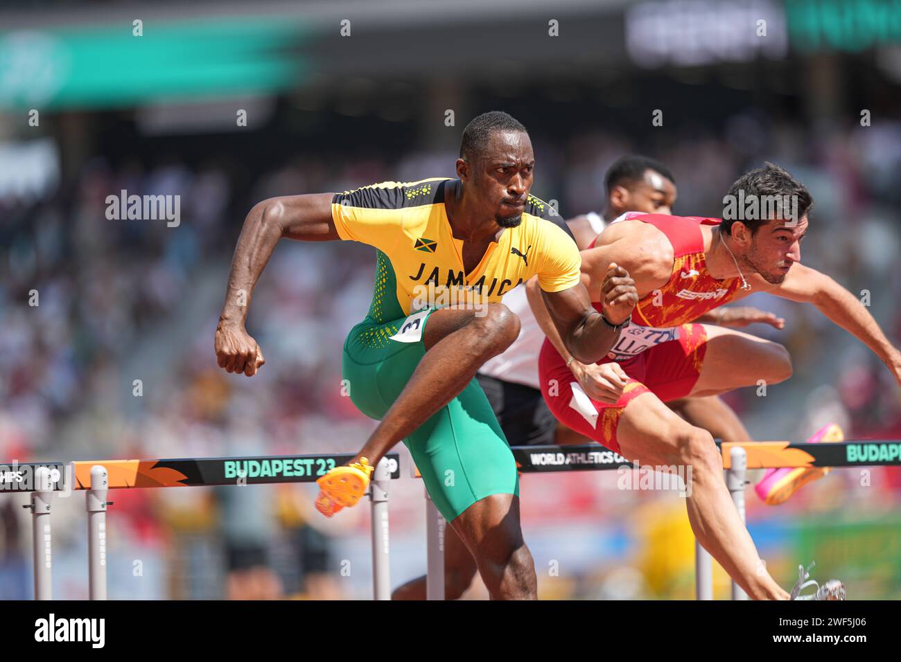 Hansle PARCHMENT participating in the 110 meters hurdles at the World ...