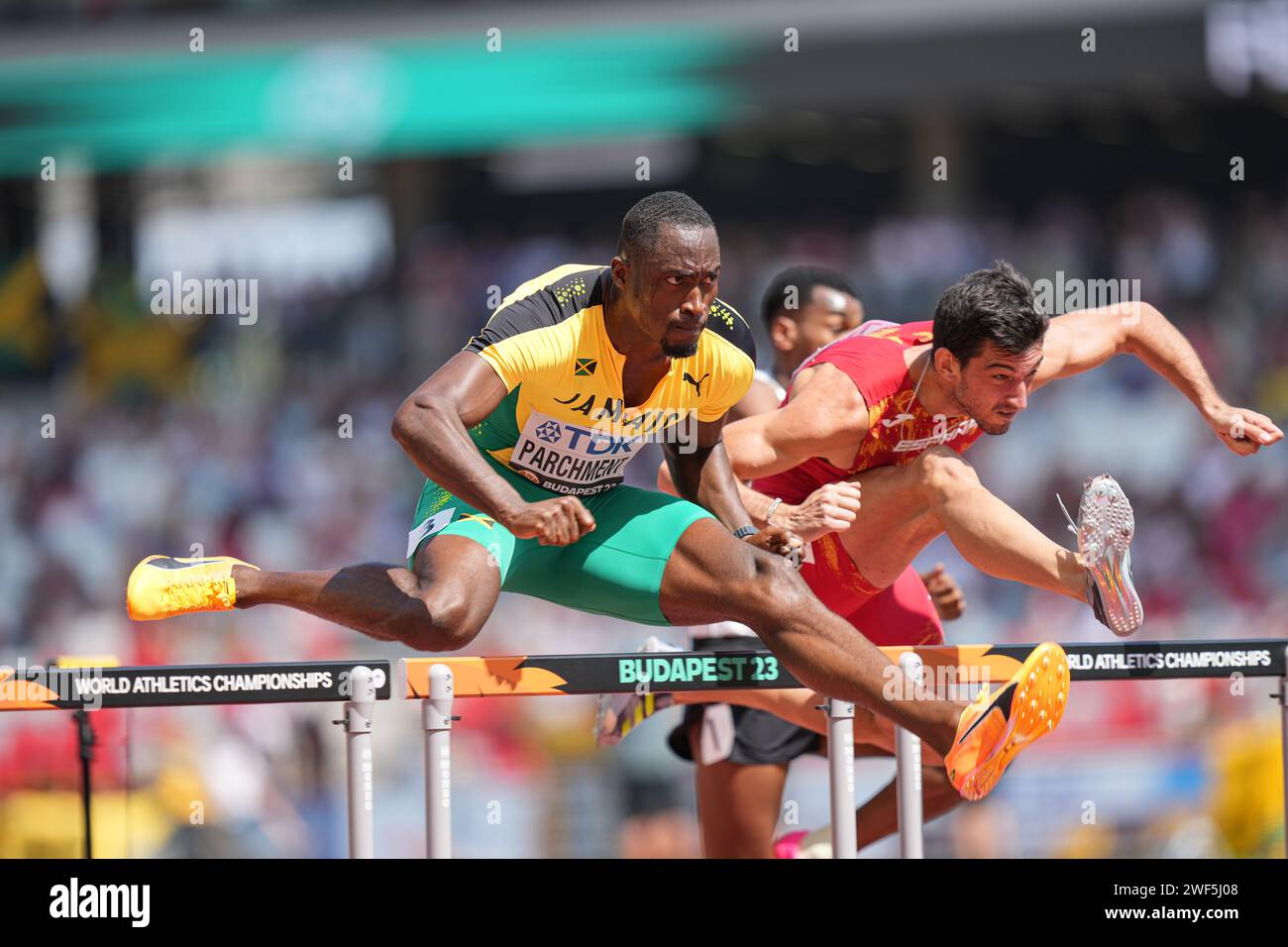 Hansle PARCHMENT participating in the 110 meters hurdles at the World ...