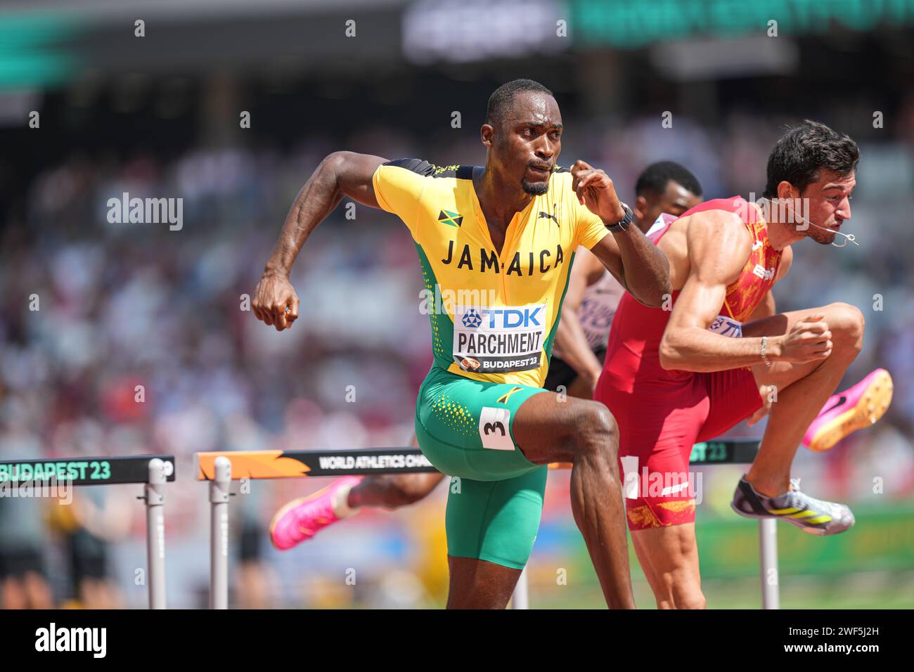 Hansle PARCHMENT participating in the 110 meters hurdles at the World ...