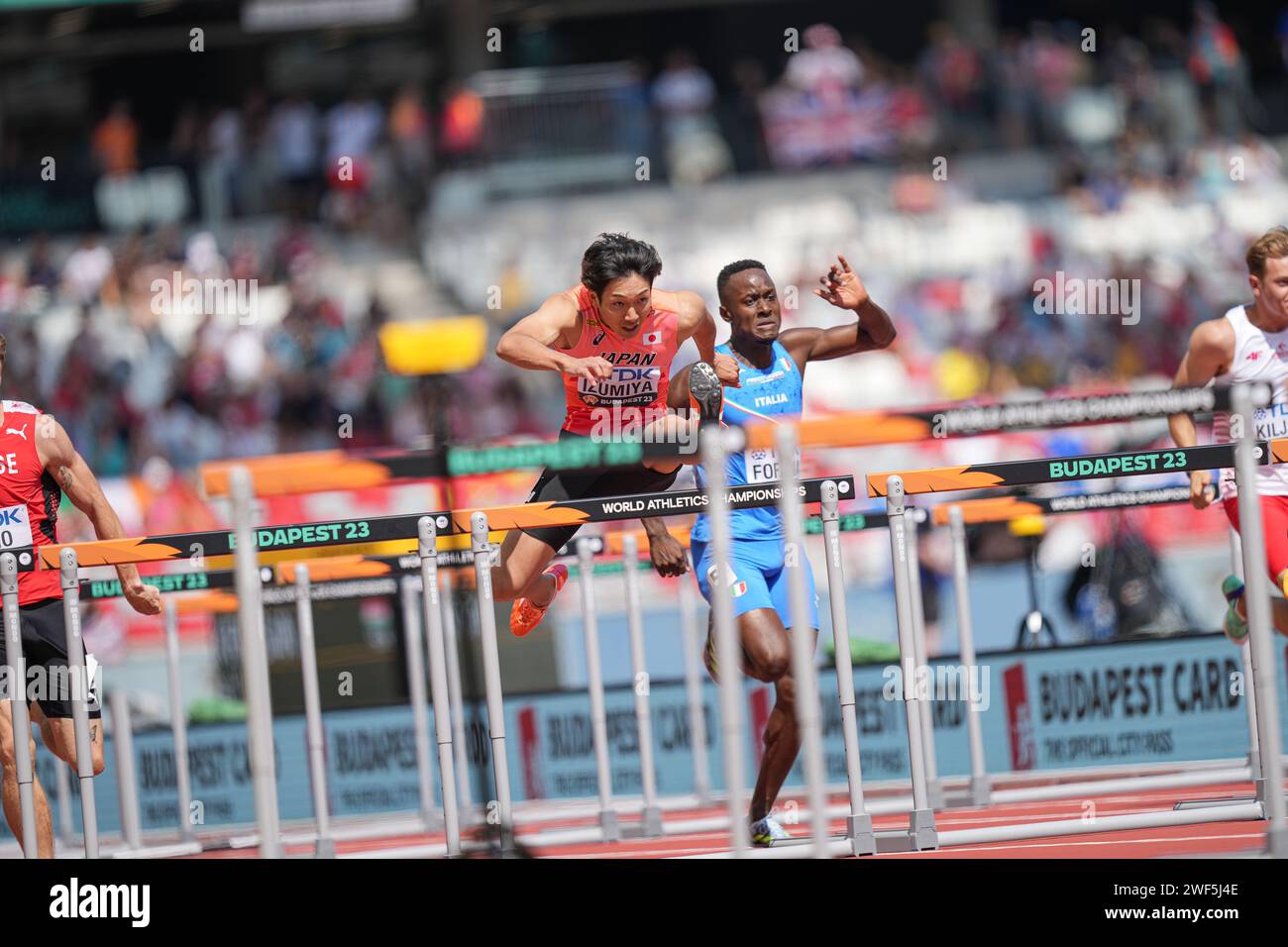Shunsuke IZUMIYA participating in the 110 meters hurdles at the World ...