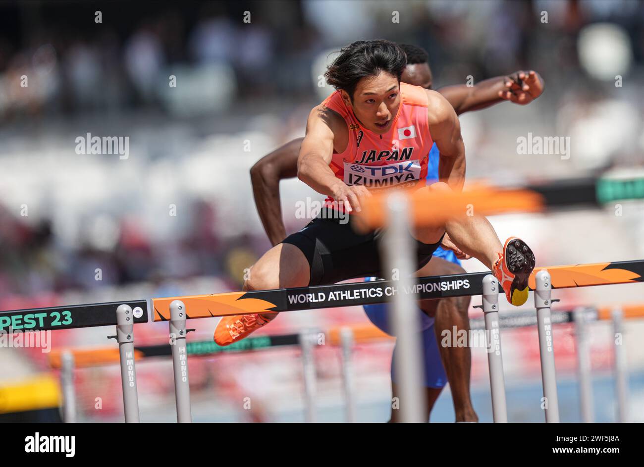 Shunsuke IZUMIYA participating in the 110 meters hurdles at the World ...