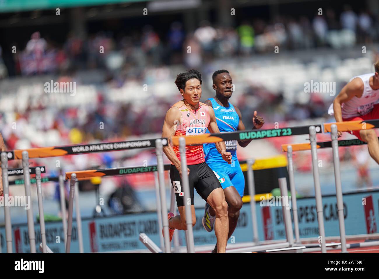Shunsuke IZUMIYA participating in the 110 meters hurdles at the World ...