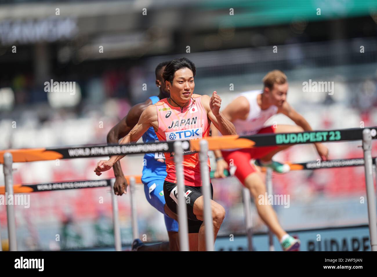 Shunsuke IZUMIYA participating in the 110 meters hurdles at the World ...