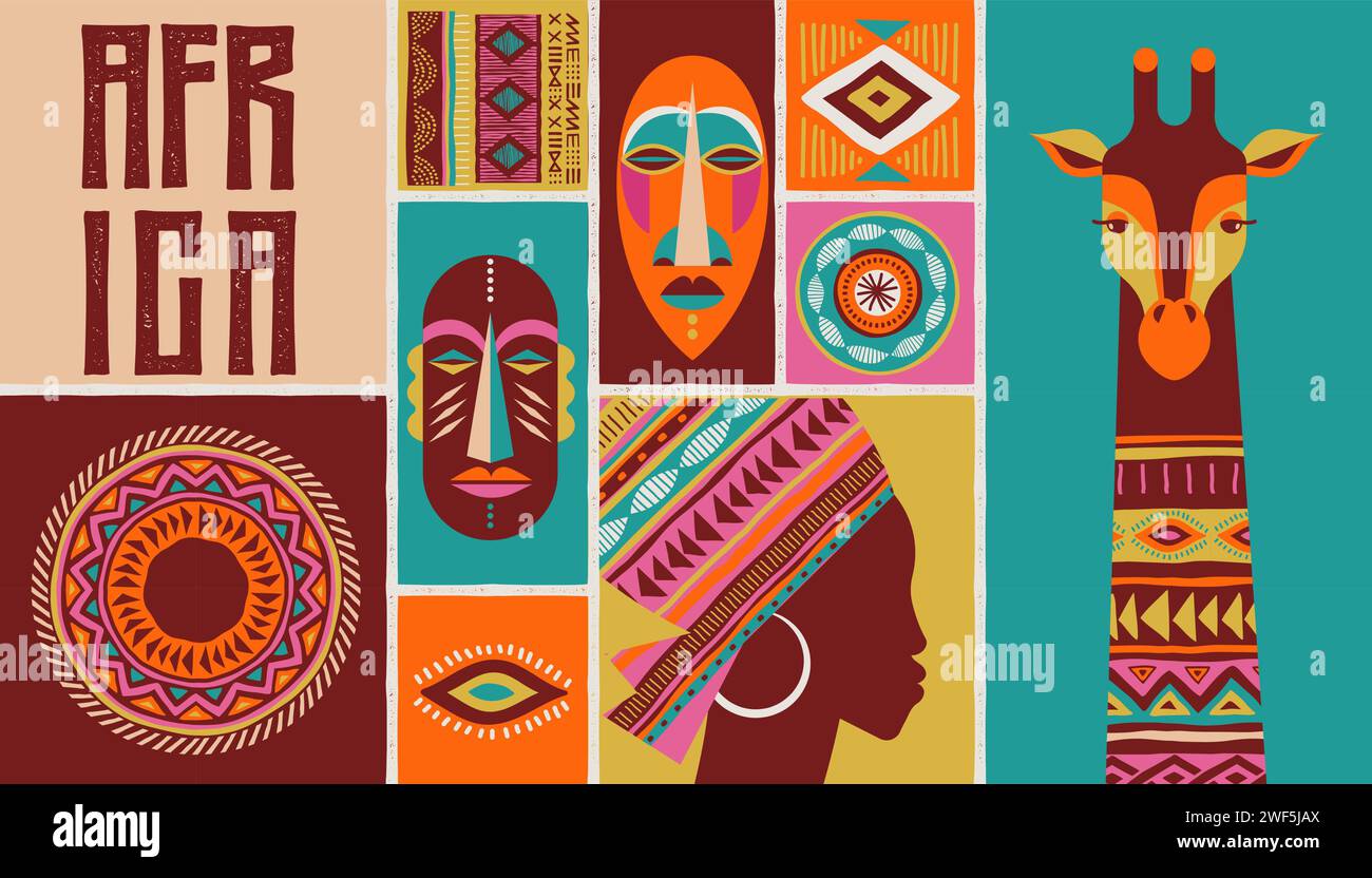 Africa patterned design. African background, banner with tribal ...