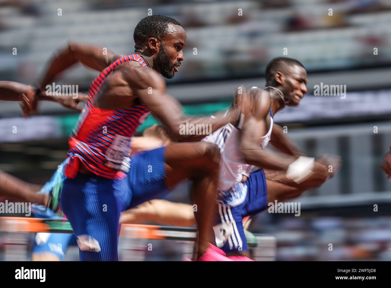 Daniel ROBERTS participating in the 110 meters hurdles at the World ...