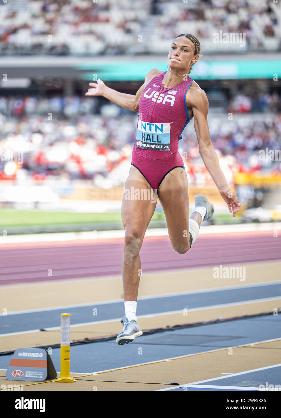 Anna HALL participating in the heptathlon at the World Athletics ...