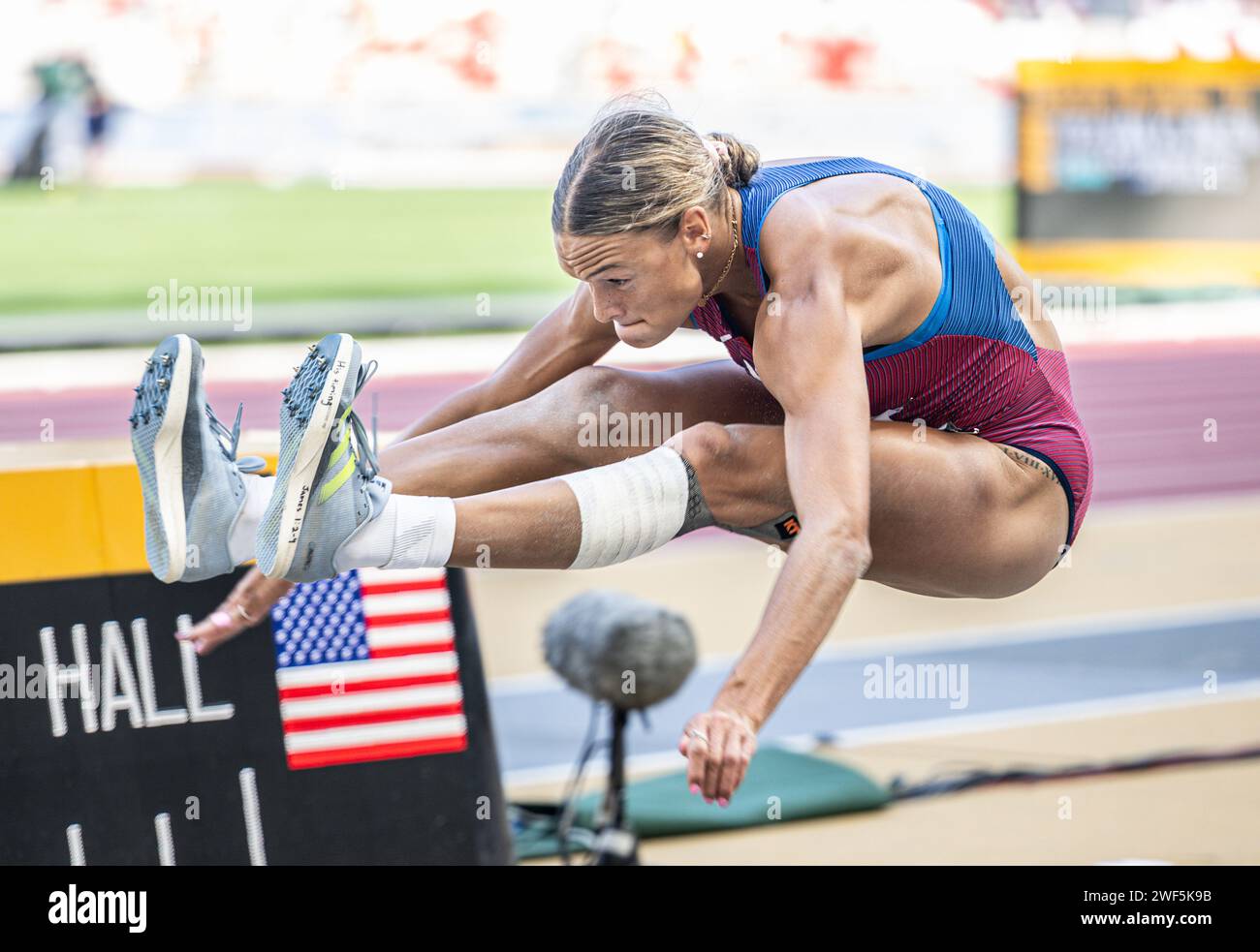 Anna HALL participating in the heptathlon at the World Athletics ...