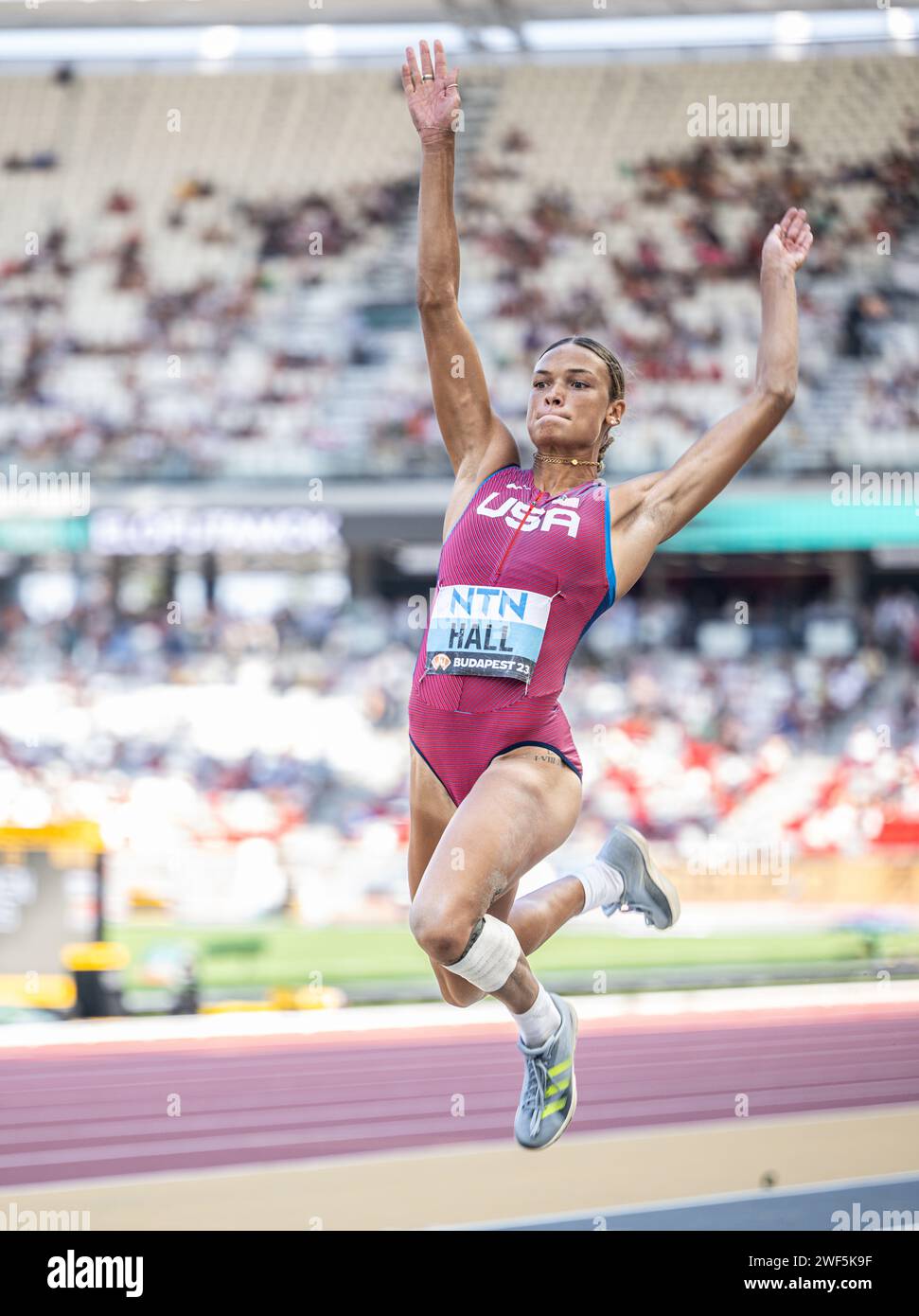 Anna HALL participating in the heptathlon at the World Athletics ...